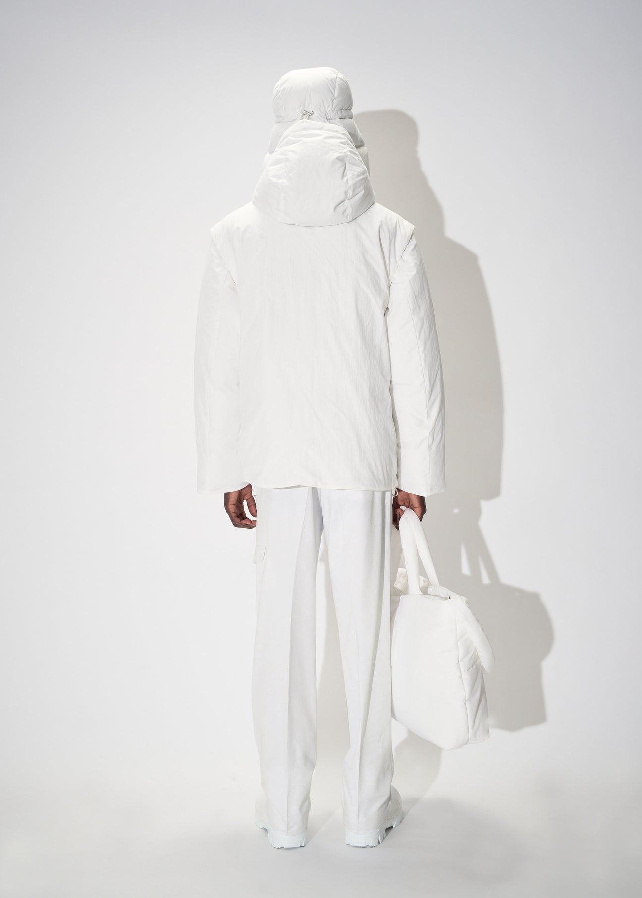 Hybrid Puffer Down Jacket Off White – Past Tense